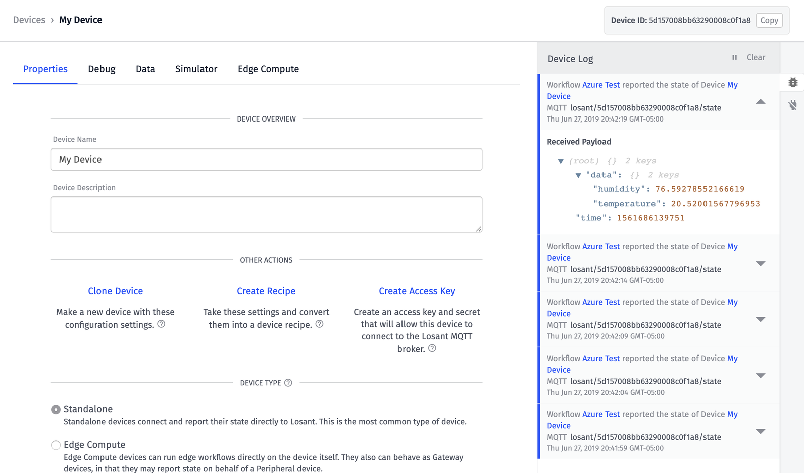How To Send Device Telemetry Data From Azure IoT Hub to Losant
