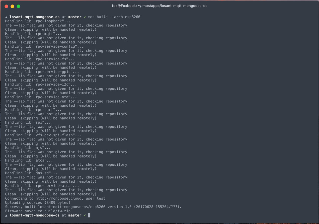 Getting Started with Mongoose OS, ESP8266, and Losant