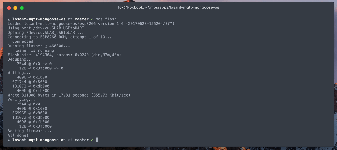 Getting Started with Mongoose OS, ESP8266, and Losant