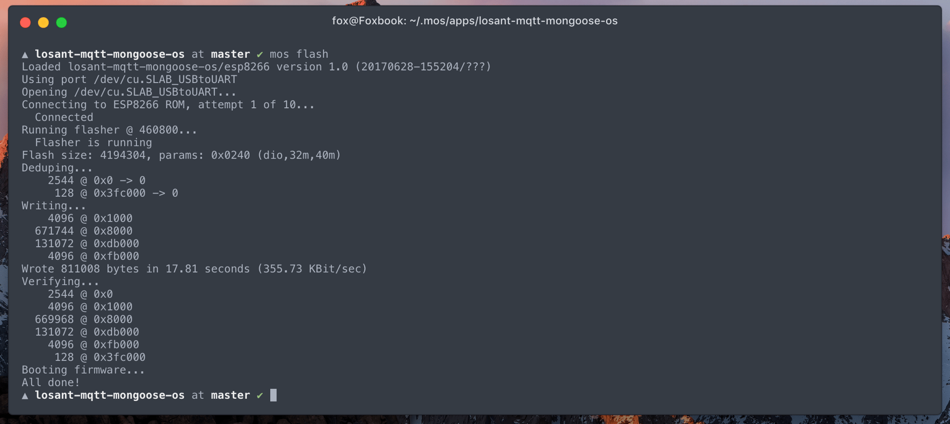 Getting Started with Mongoose OS, ESP8266, and Losant