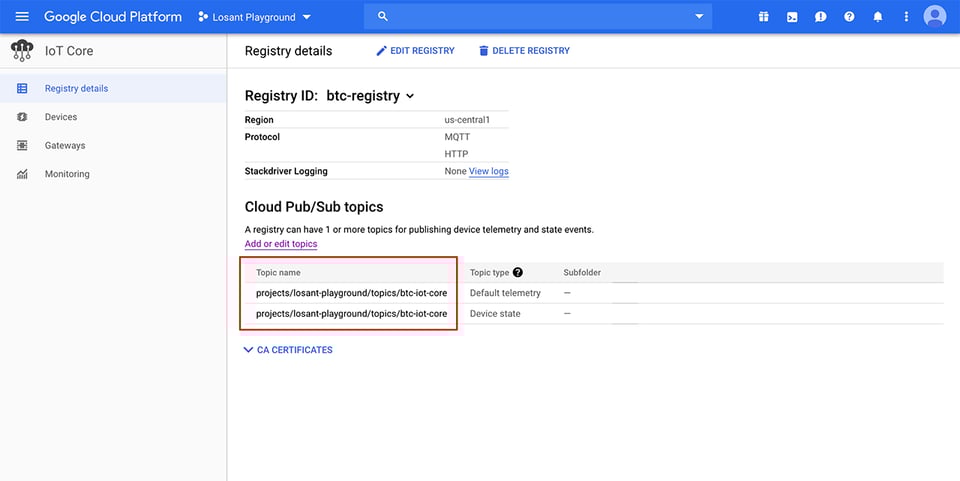 How to Send Device Telemetry Data From Google Cloud IoT Core to Losant