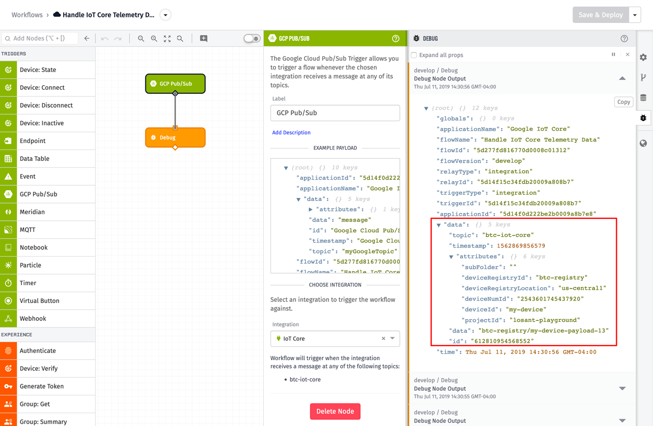 How to Send Device Telemetry Data From Google Cloud IoT Core to Losant