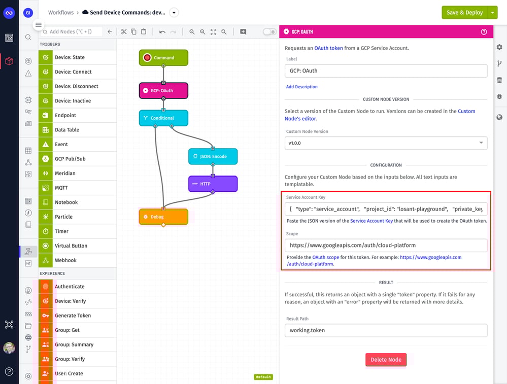 How To Send Commands to Google Cloud IoT Core Devices Using Losant